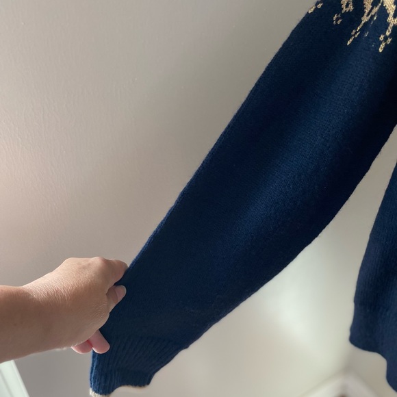 Joules | Sweaters | Joules Elvie Navy Gold Metallic Beaded Fair Isle ...